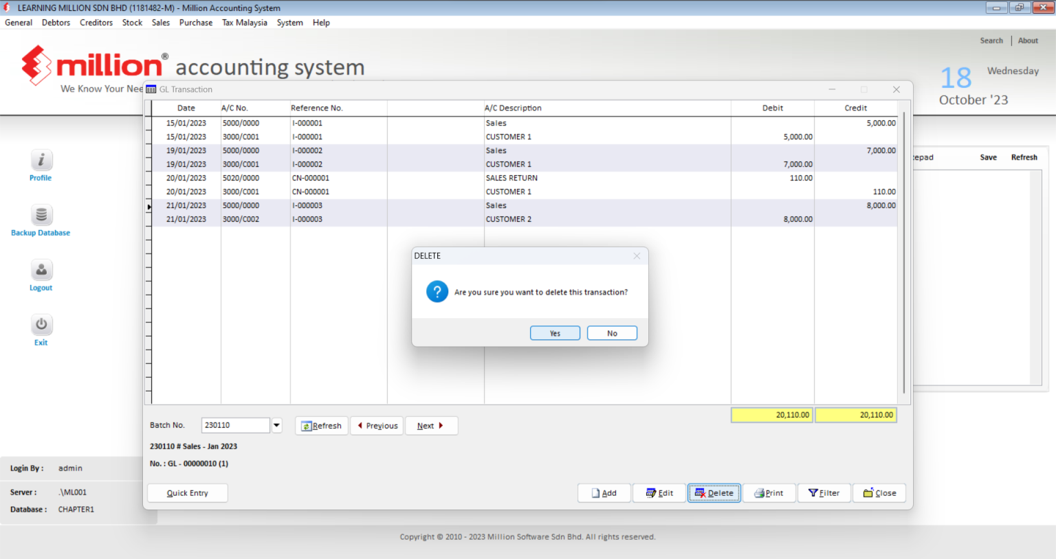GL Transaction - Million Software