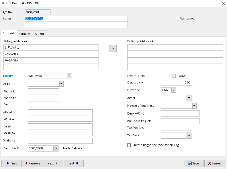 Debtor Maintenance | Million Software
