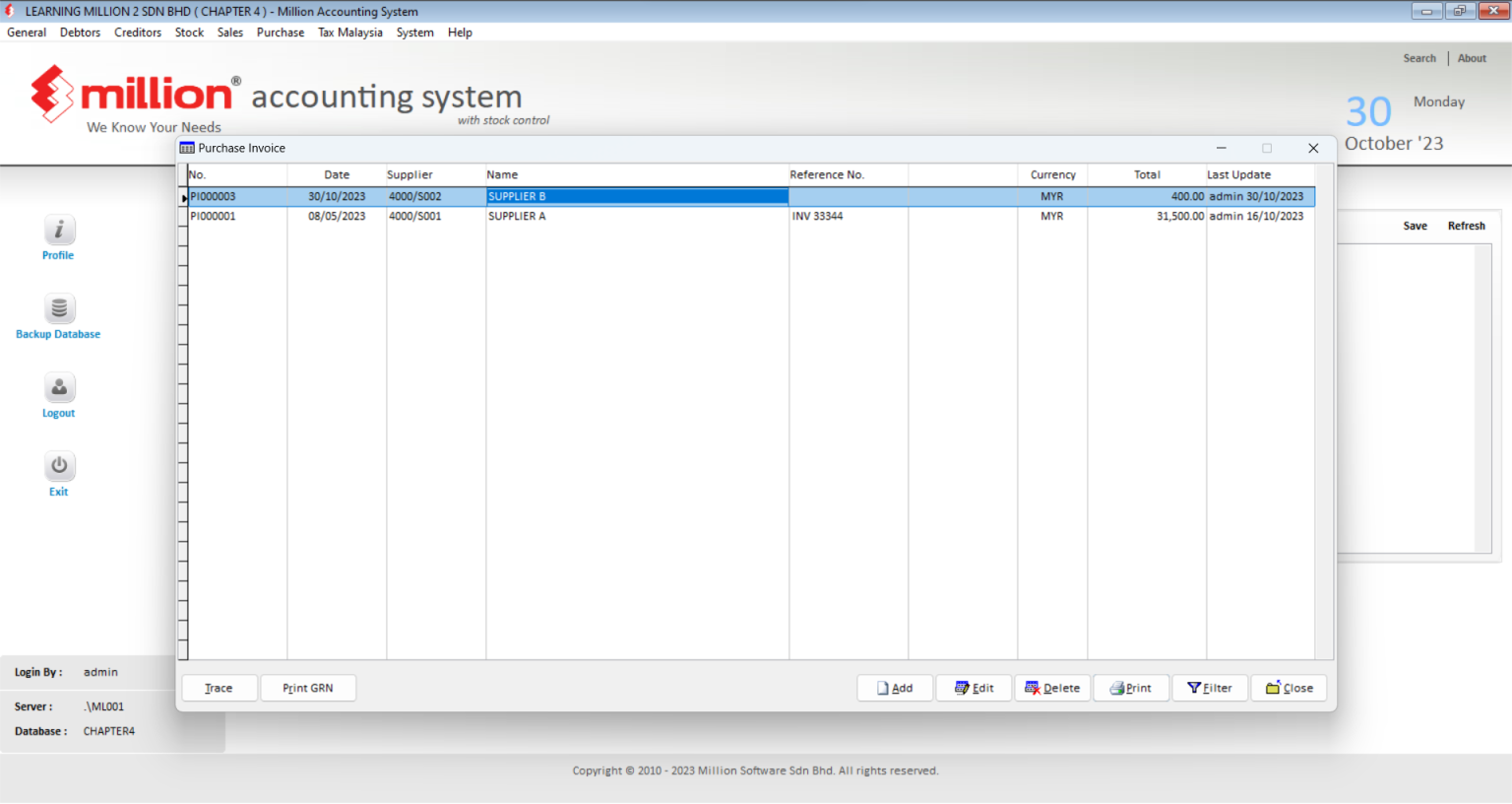 Purchase Invoice - Million Software