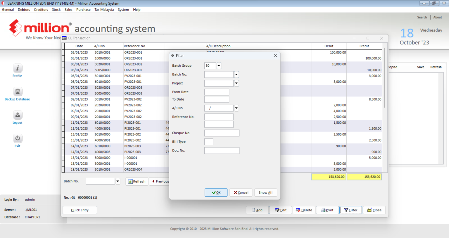 GL Transaction - Million Software
