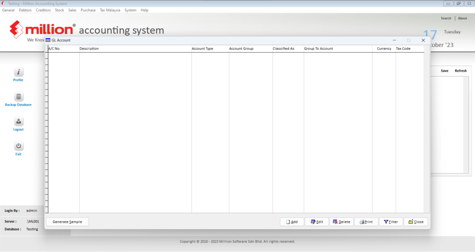 General Account - Million Software