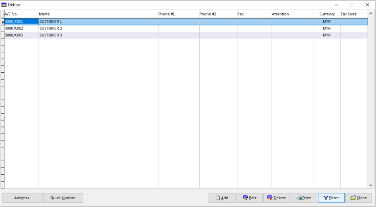Debtor Maintenance | Million Software