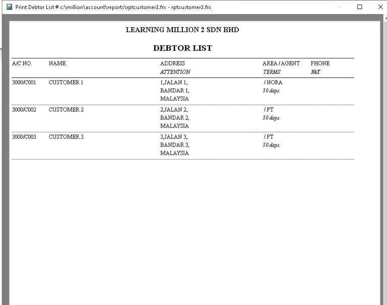 Debtor Maintenance | Million Software