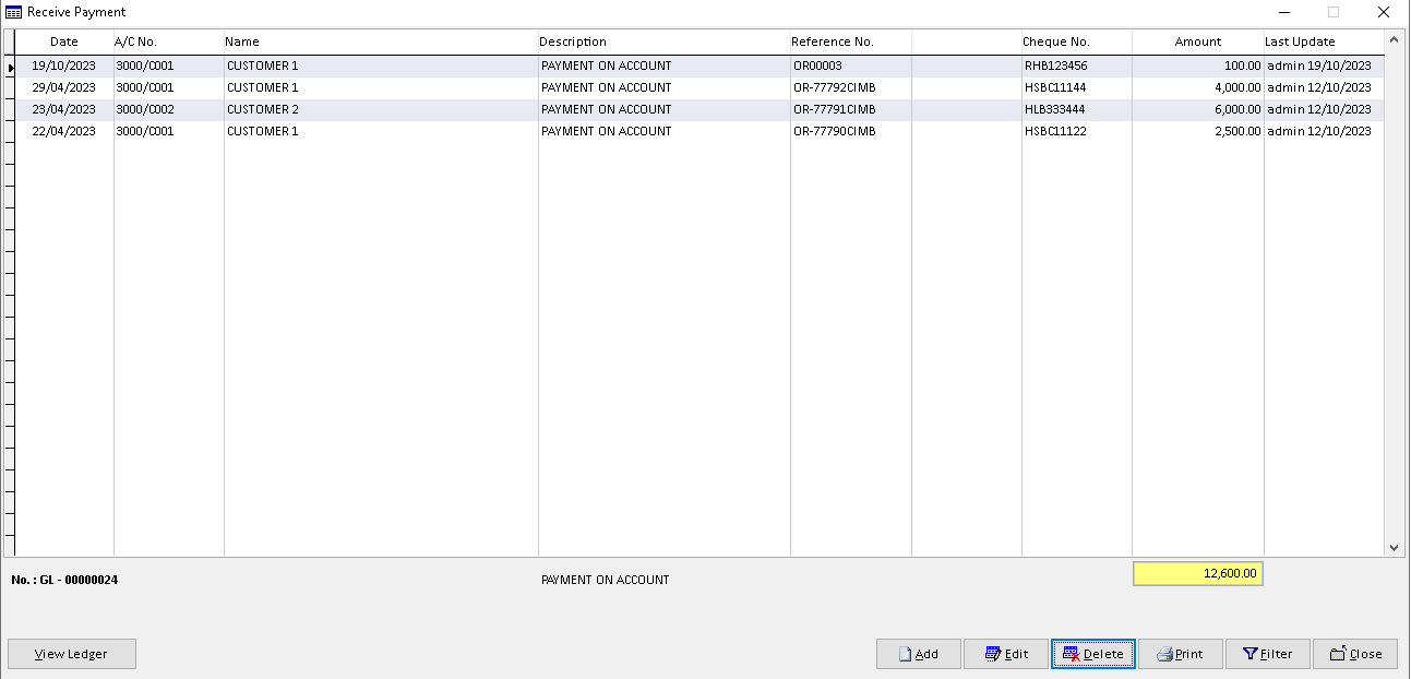 Debtor Receive Payment | Million Software