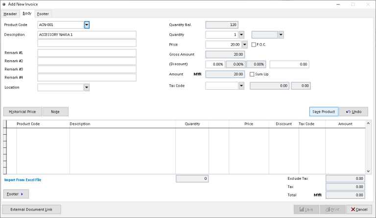 Sales Invoice | Million Software