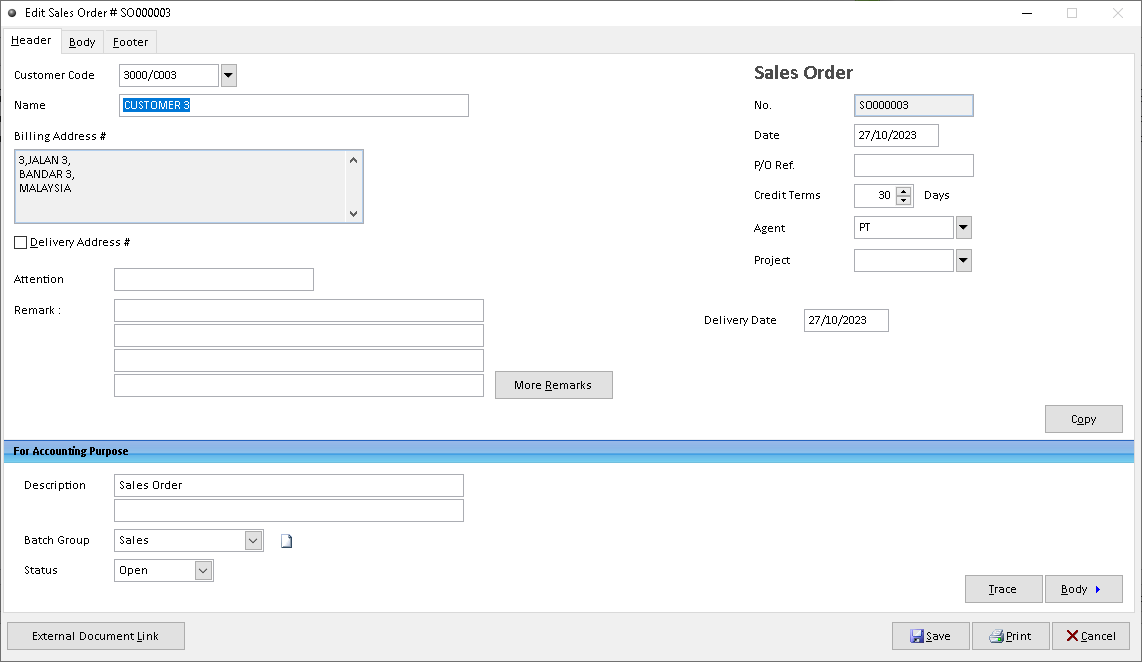 Sales Order | Million Software