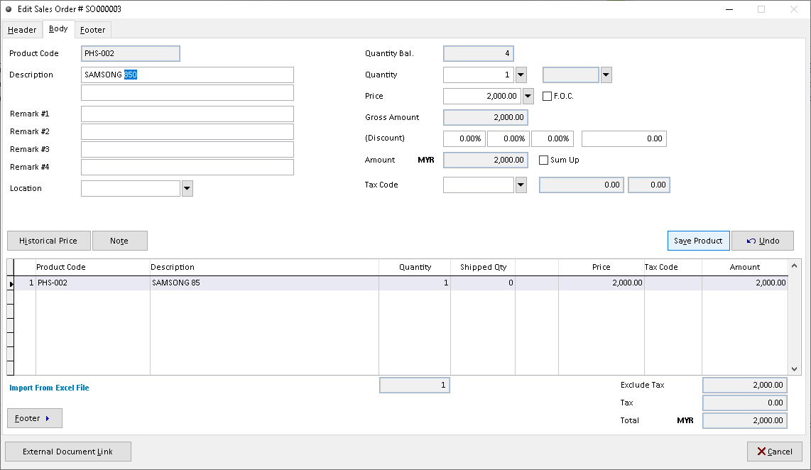 Sales Order | Million Software